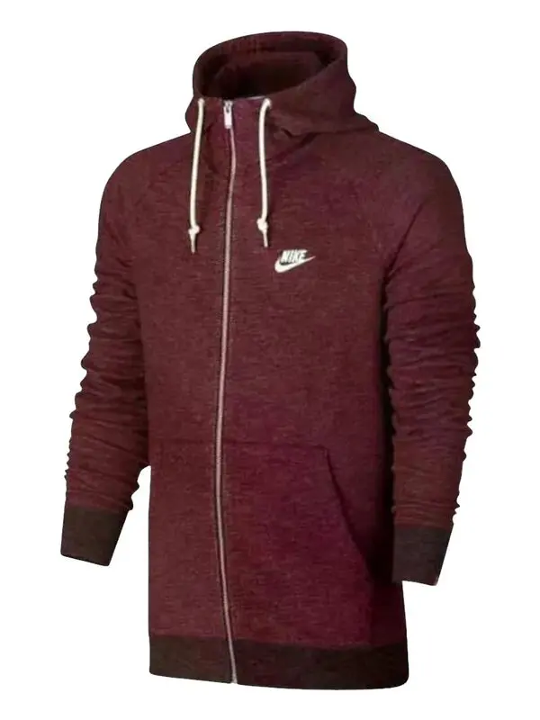Nike Logo Embroidered Zip-up Hoodie - Red