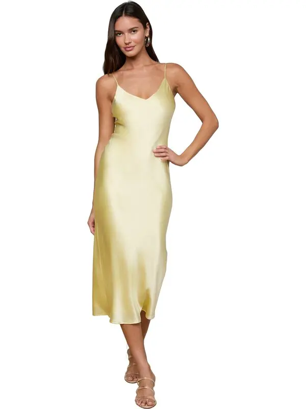 L'Agence Seridie Silk Slip Dress - Lemon Sorbet
