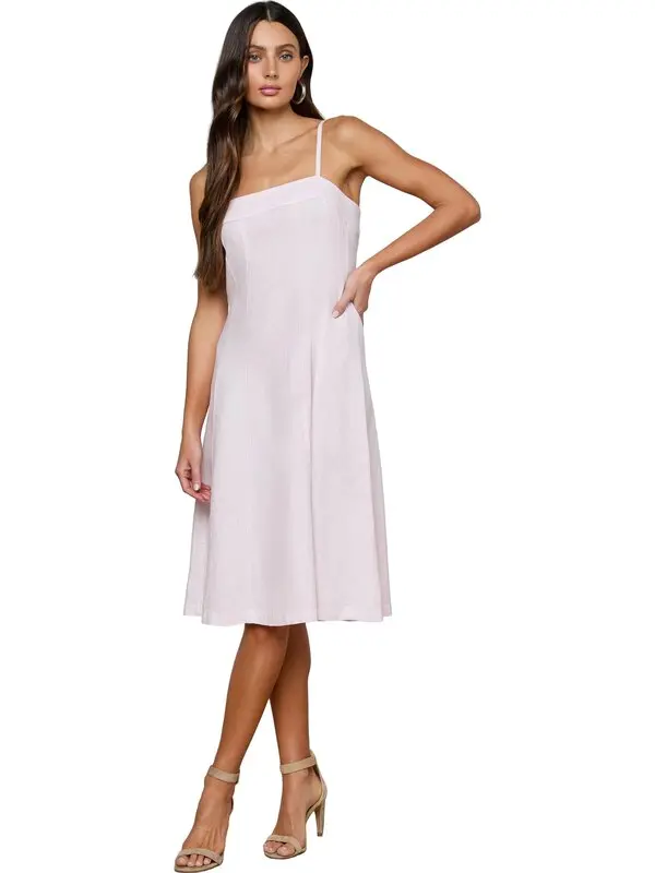 L'Agence Mitzy Linen Midi Dress - Icy Lilac