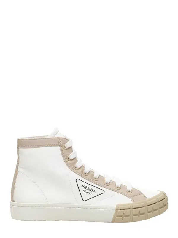 Prada Gabardine Wheel High-top Sneakers - White