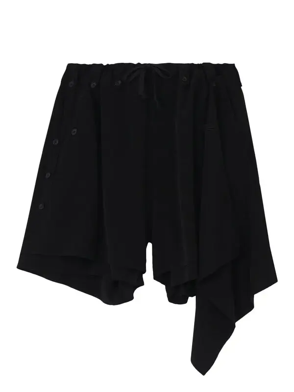 YOHJI YAMAMOTO POUR HOMME Drape Panel Attached Short Pants - Black