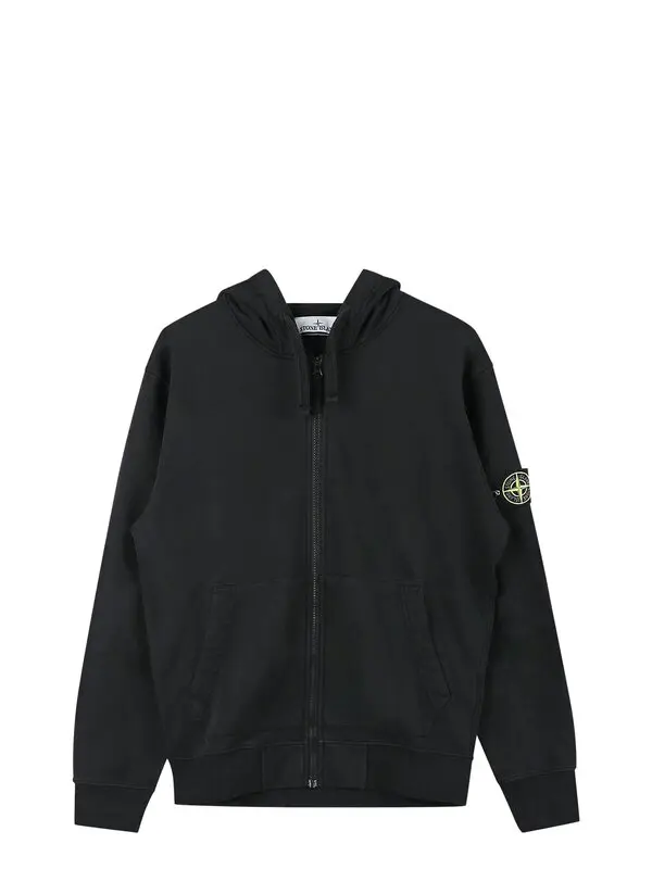 Stone Island Zipped Hoodie - Black