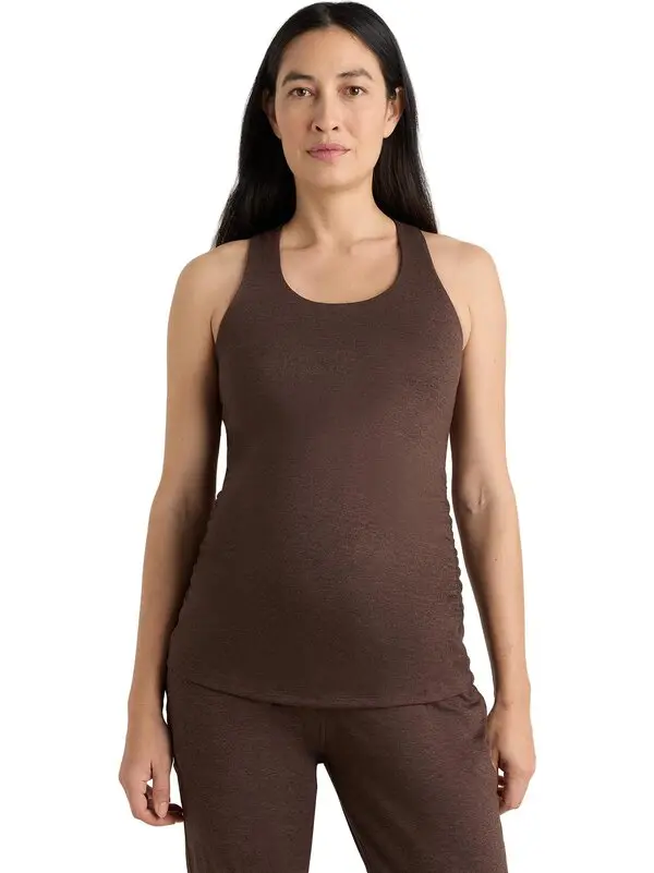 Quince Maternity Built-in Bra Tank Top - Heather Espresso