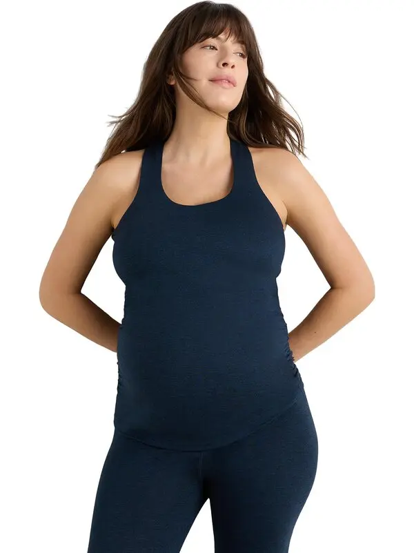 Quince Maternity Built-in Bra Tank Top - Heather Navy