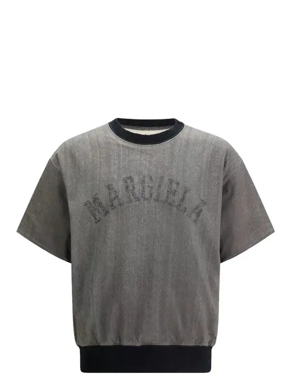 MAISON MARGIELA Logo-print Short-sleeved Sweatshirt - Grey