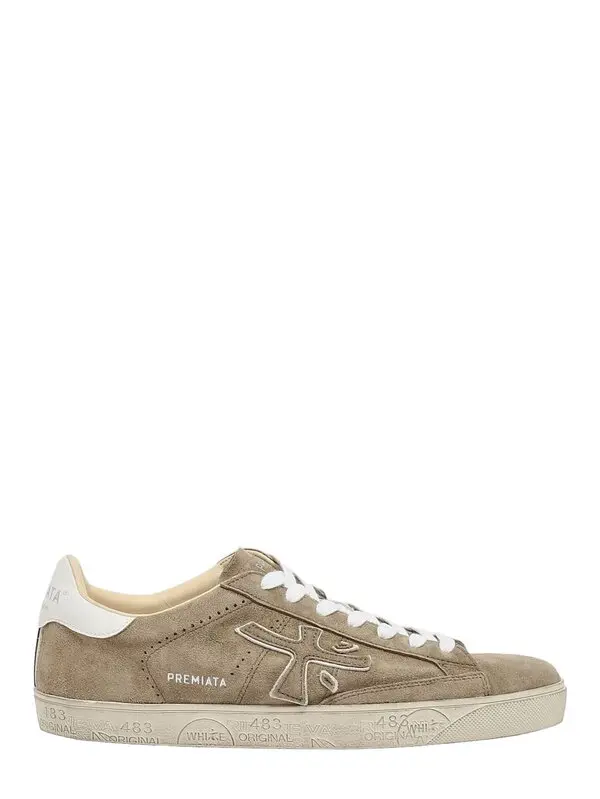 Premiata Steven Embellished Suede Low Top Sneakers - Mud