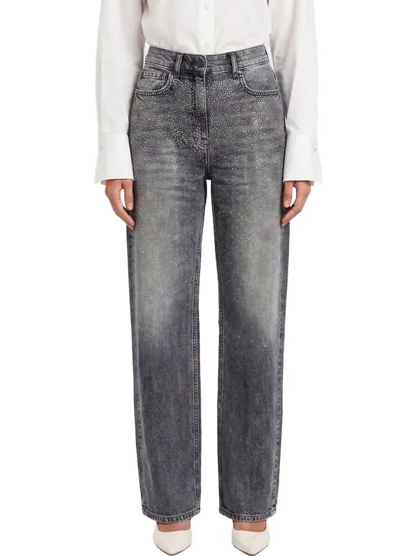 TWINSET Embellished Straight Leg Jeans - Grey