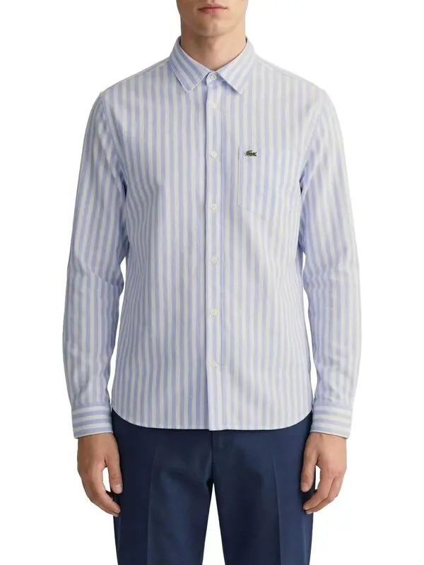 Lacoste Striped Cotton Shirt - Blue