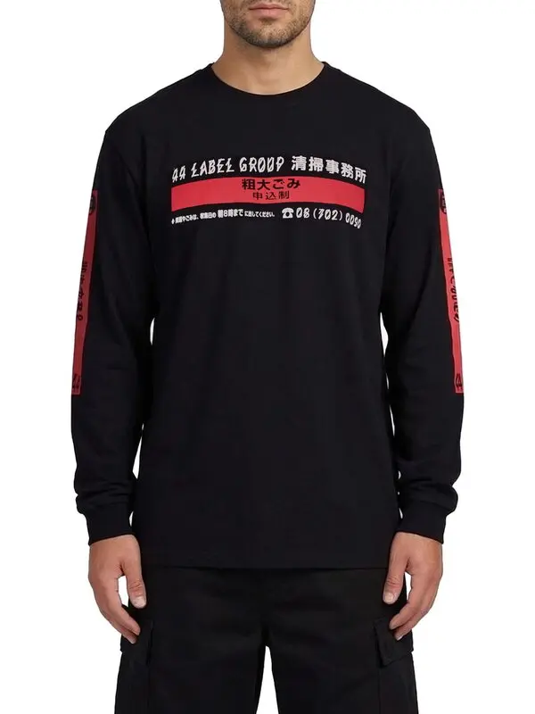 44 LABEL GROUP Crewneck Long Sleeve Sweatshirt - Black