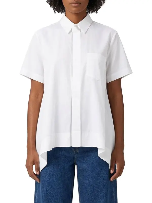 Sacai Asymmetrical Short Sleeve Shirt - White