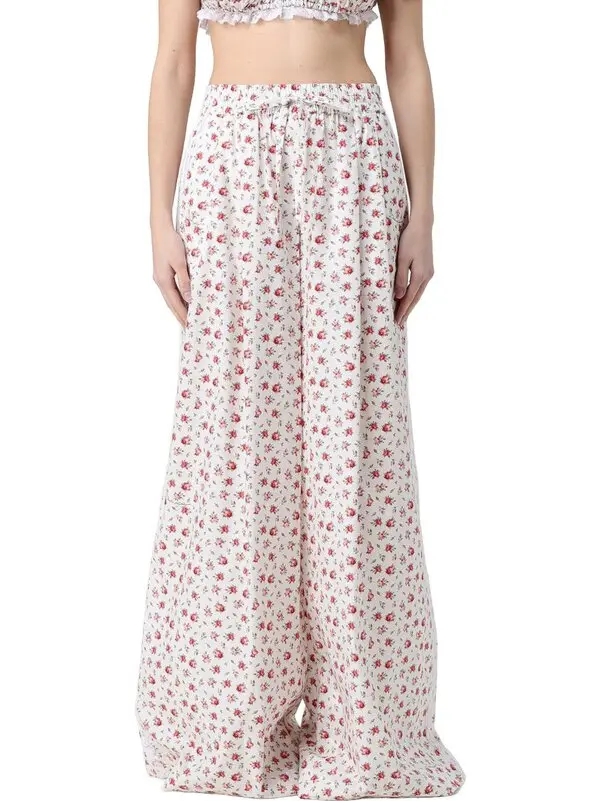 Dolce & Gabbana Printed Cotton Palazzo Trousers - White