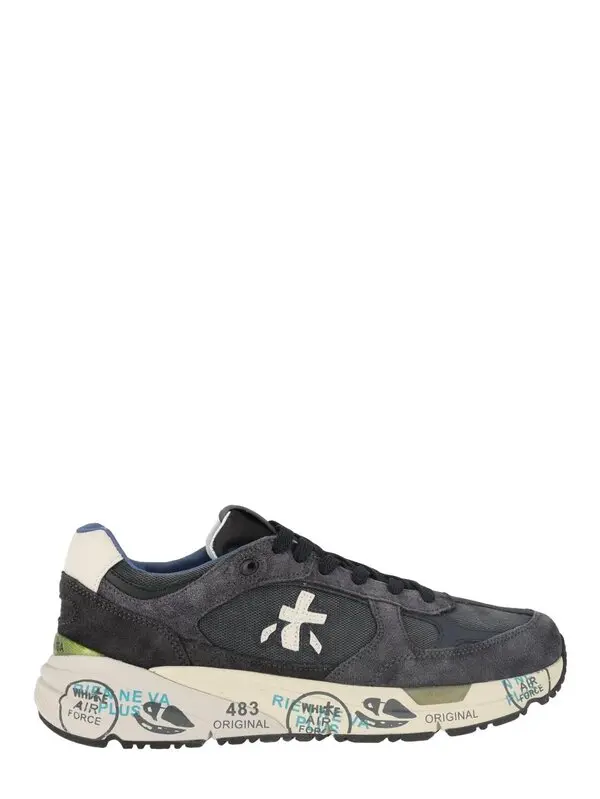 Premiata Mase Suede And Canvas Lace-up Sneakers - Blue 1