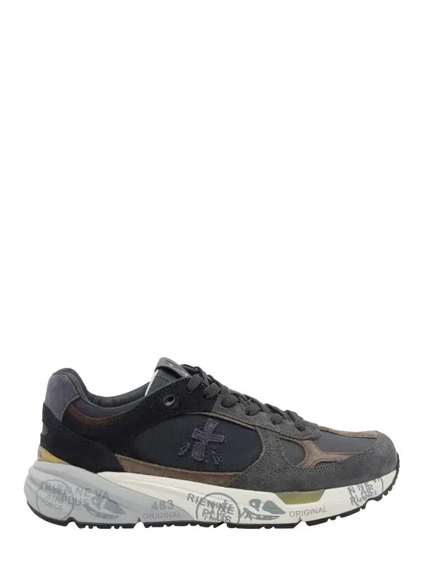 Premiata Mase Suede And Canvas Lace-up Sneakers - Blue