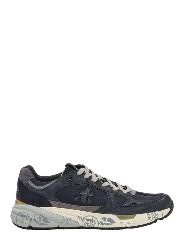 Premiata Mase Suede And Canvas Lace-up Sneakers - Navy