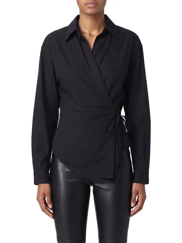 DIESEL® Wrap Shirt With Tie Detail - Black