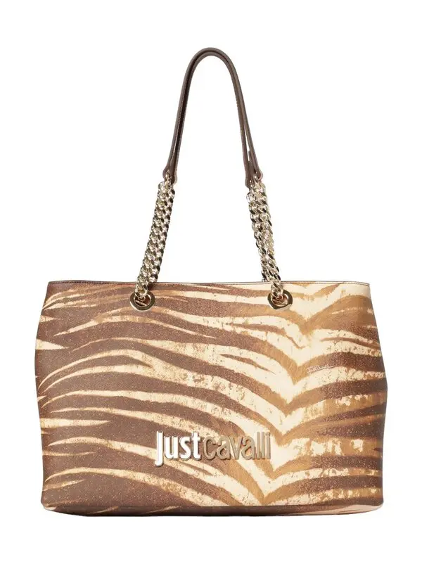 Just Cavalli Zebra Print Twill Shoulder Bag - Brown