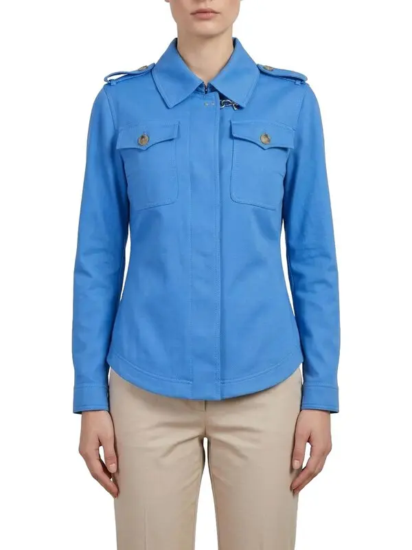 FAY Stretch Cotton Shirt Jacket - Blue