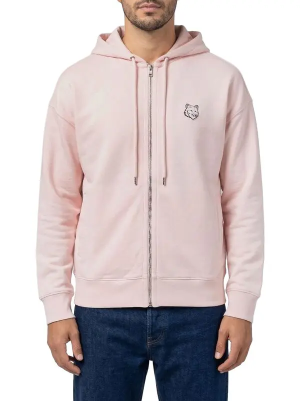 Maison Kitsuné Cotton Zip-up Hooded Sweatshirt With Logo Detail - Violet