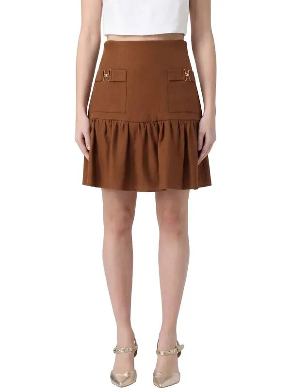 Elisabetta Franchi Plain Skirt - Brown