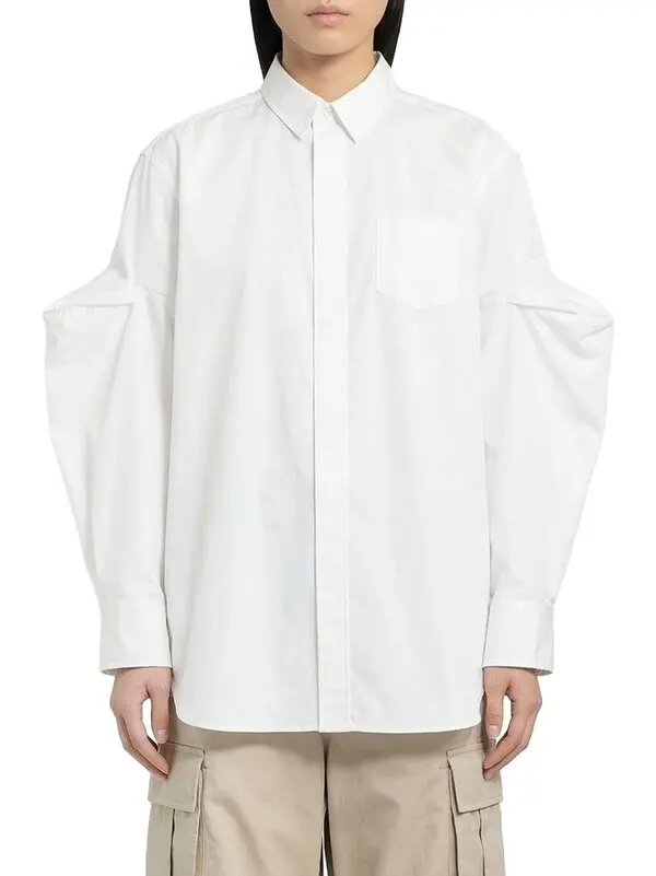 Sacai Striped Cotton Blend Shirt - Beige