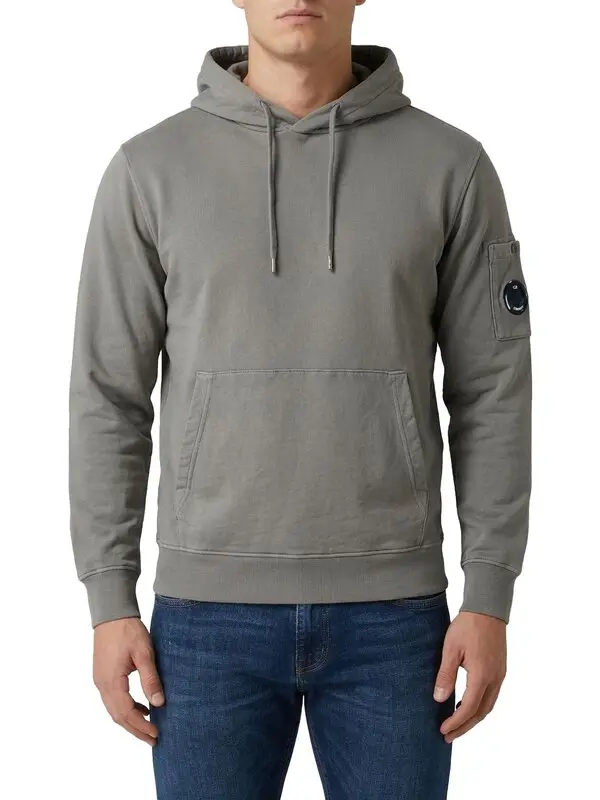 C.P. COMPANY Cotton Hoodie With Logo Detail - Grey