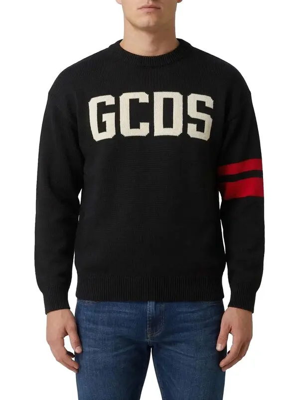 Gcds Cotton Logo Knit Sweater - Black