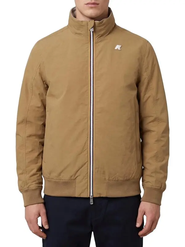 K-WAY Bomber Jacket With Logo Detail - Beige