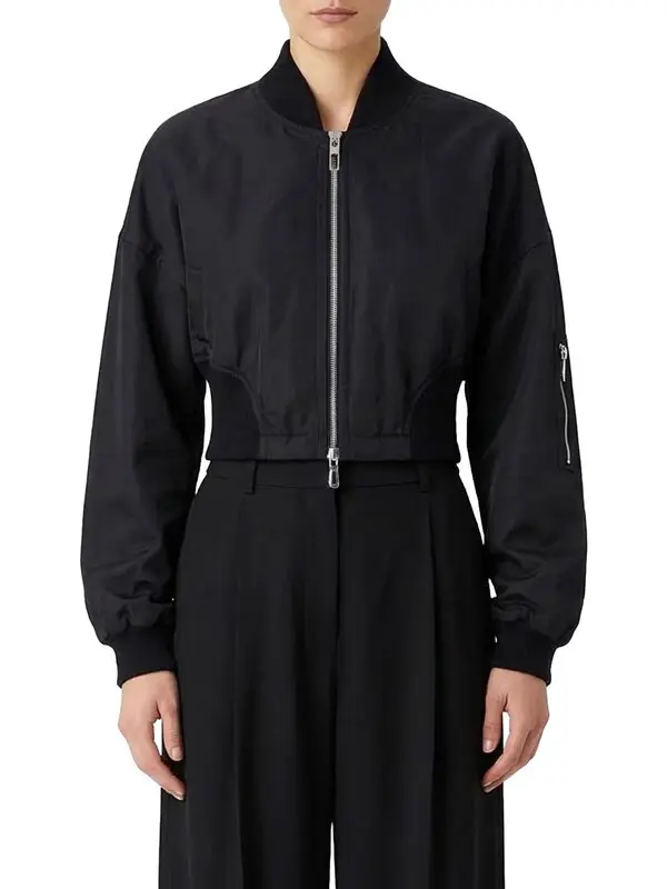 Sportmax Cropped Bomber Jacket - Black