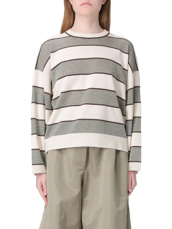 Brunello Cucinelli Striped Virgin Wool And Cashmere Sweater - Green