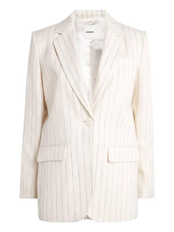 Sandro Striped Sequin Embellished Blazer - Beige