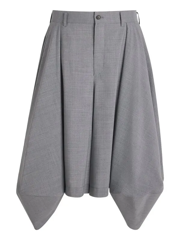 Comme Des Garçons Wool-blend Pleated Chino Shorts - Grey