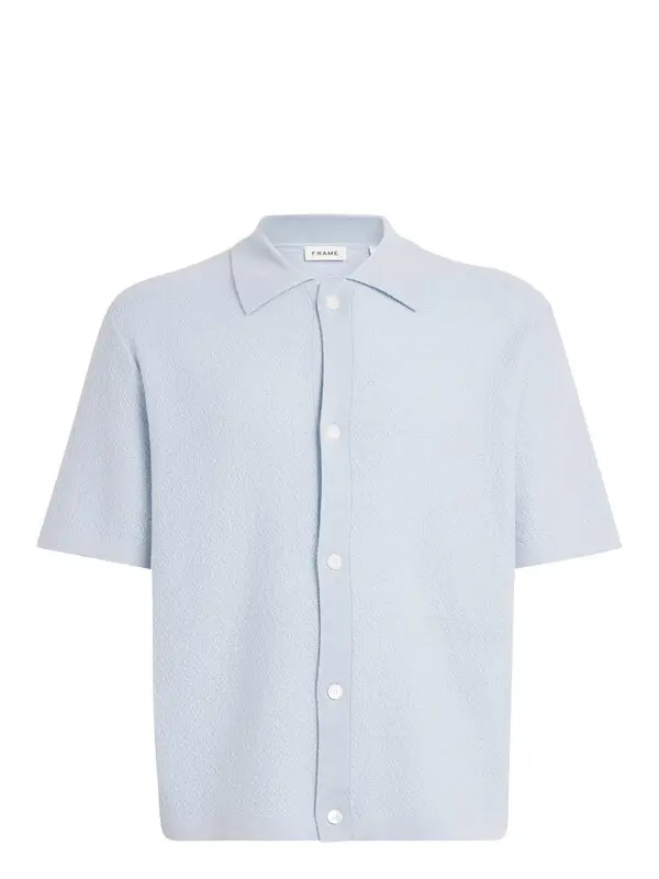 FRAME Wool Short-sleeve Cardigan - Blue