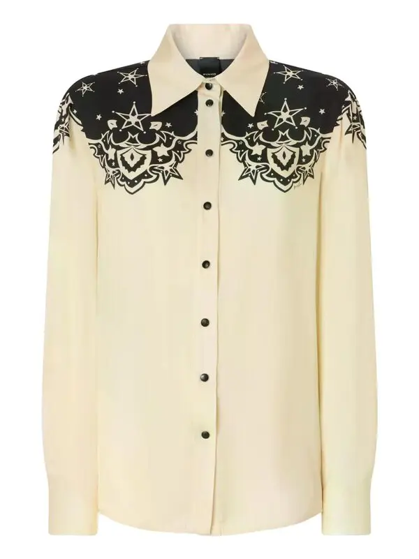 Pinko Star-print Collared Shirt - Neutrals