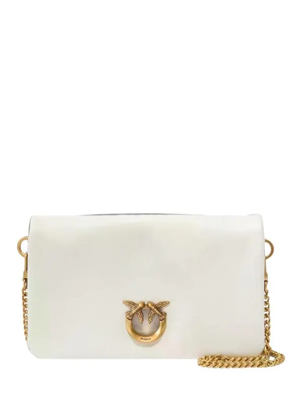 Pinko Love Bag Click Soft Horizontal Mini Crossbody Clutch In Leather - White