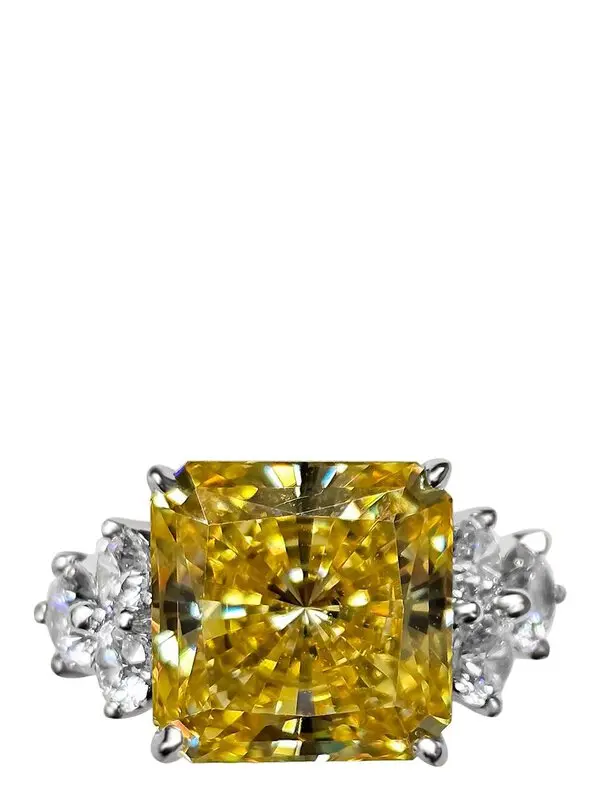 FANTASIA BY DESERIO 11ct Canary Princess Cut Ring With 1.1tcw Round Sides - One-color