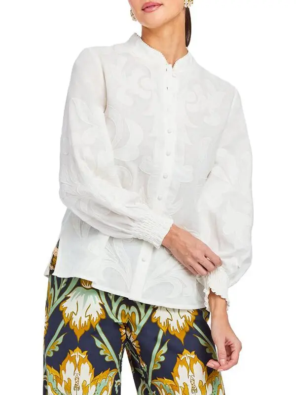 Mestiza New York Iman Embroidered Barong Top - White