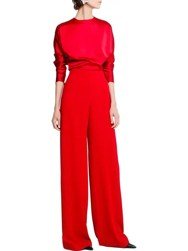 SEV High-waisted Wide-leg Crepe Pants - Red