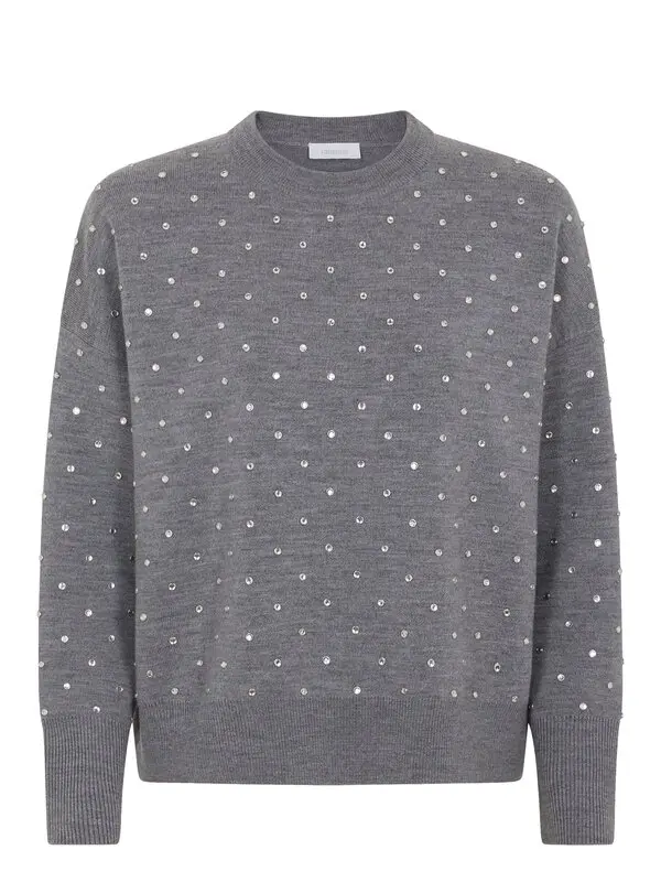 Rabanne Crystal-embellished Merino Wool Pullover - Grey