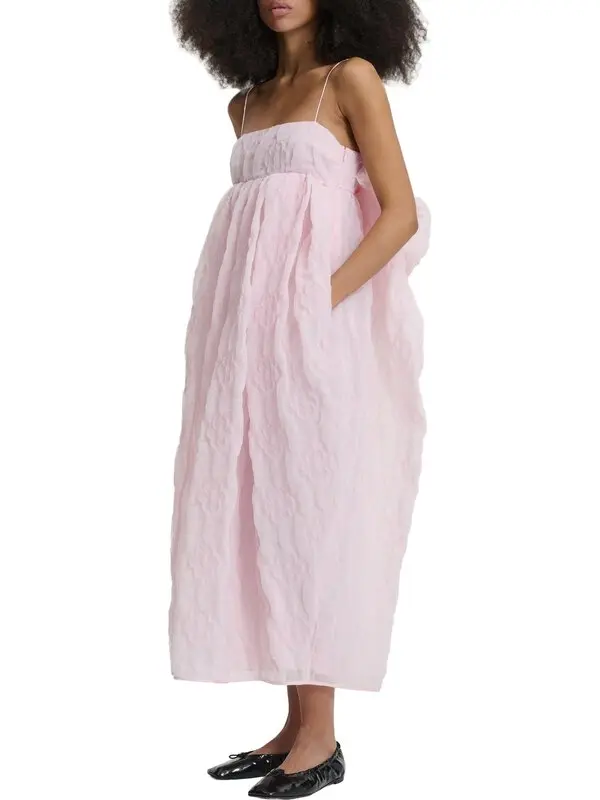 Cecilie Bahnsen Vilma Floral Matelassé Babydoll Midi Dress - Pink