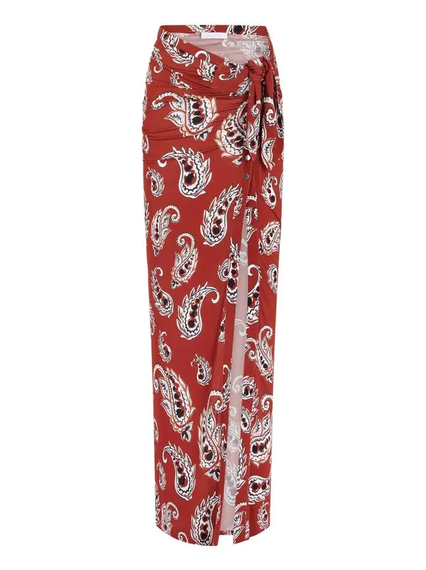 Rabanne Paisley-print Stretch-jersey Maxi Skirt - Paisley Terracotta
