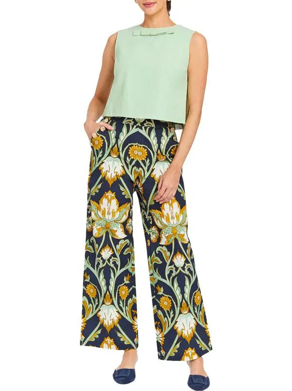 Mestiza New York Bianca Bow Crepe Crop Top - Green