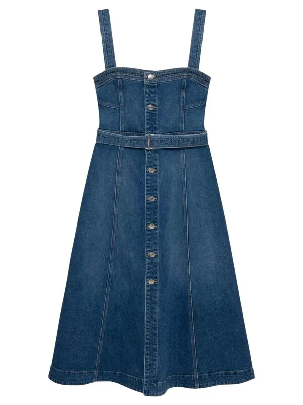 Simkhai Alba Denim Bustier Midi Dress - Blue