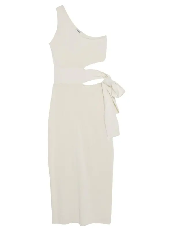 Simkhai Aurelia Knit Cutout Asymmetric Midi Dress - White