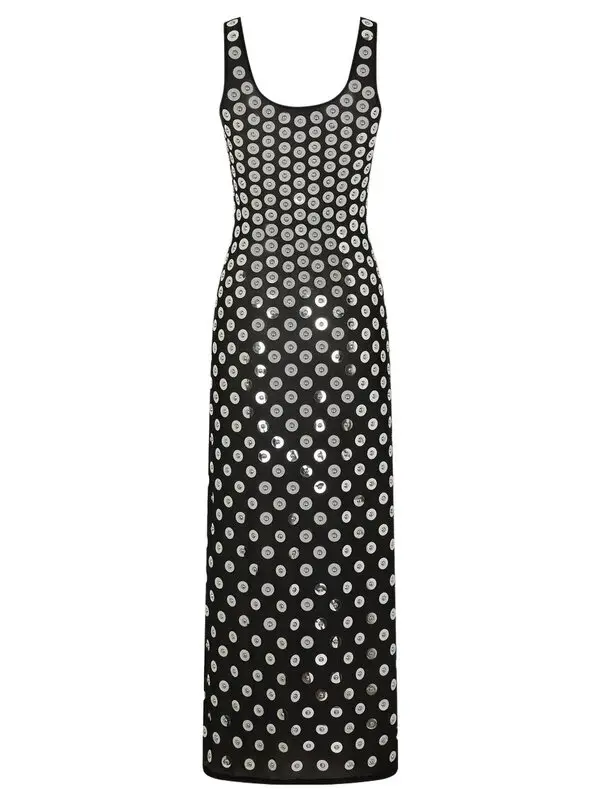 Rabanne Smocked Printed Crepe Maxi Dress - Black