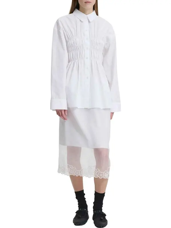 Cecilie Bahnsen Braxton Ruched Cotton Button-up Top - White