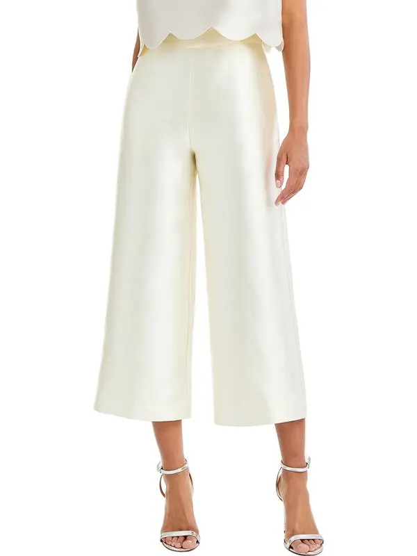 Mestiza New York Silk Twill Cropped Flare Pants - White
