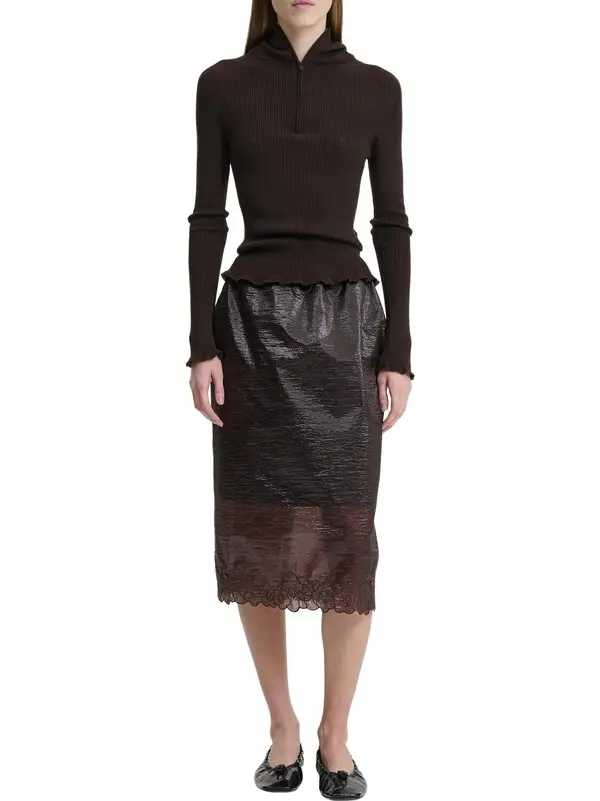 Cecilie Bahnsen Bria Embroidered Floral Skirt - Brown