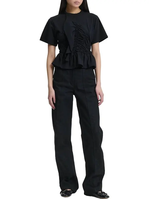 Cecilie Bahnsen Ace Shirred Ruffle T-shirt - Black