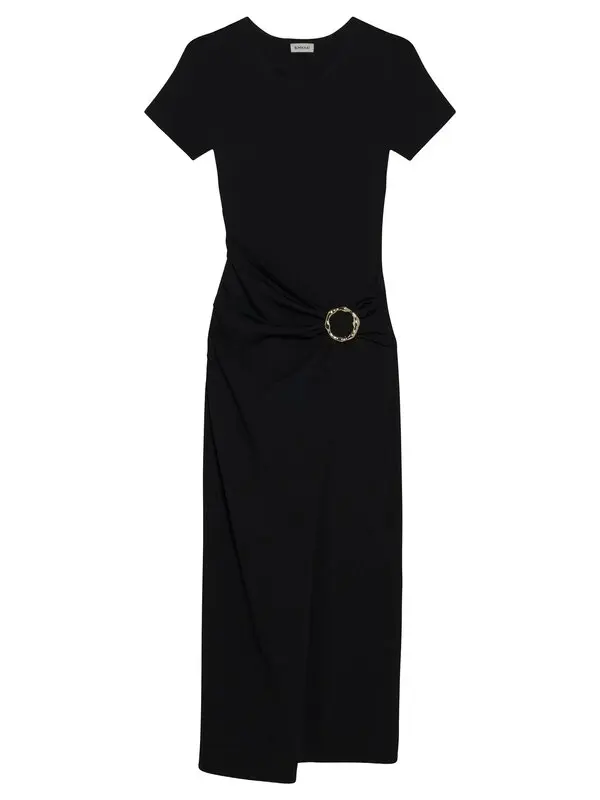 Simkhai Soren Gathered Knit Midi Dress - Black