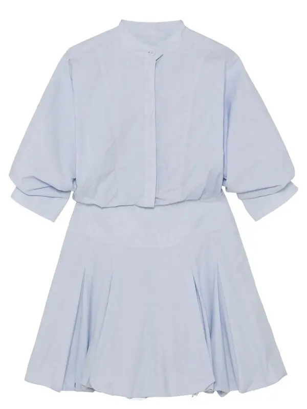 Simkhai Effie Poplin Bubble-hem Mini Shirt Dress - Blue
